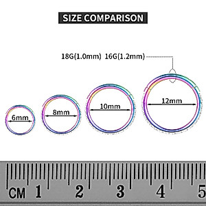 FUNLMO Septum Jewelry Nose Rings Hoop Cartilage Earring Hoop Daith Helix Rook Earrings Septum Helix Tragus Daith Piercing Jewelry Septum Nose Rings CZ 316L Surgical Steel 16G 8mm Rainbow