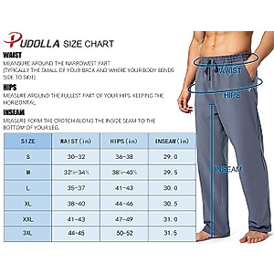 Pudolla Men's Cotton Yoga Sweatpants Athletic Lounge Pants Open Bottom Casual Jersey Pants for Men with Pockets (Navy Blue Large)