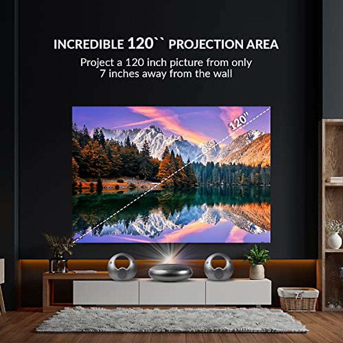 WBM SMART Ultra Short Throw 4K Projector UHD 100 Inch Smart TV with Two External Speakers