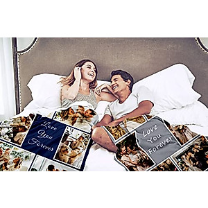 Juantao Custom Blanket with Photo Personalized Picture Blanket Customized Couples Gifts for Boyfriend Girlfriend Wife Husband Birthday Valentine Anniversary Wedding Gift for Him Her Women Men