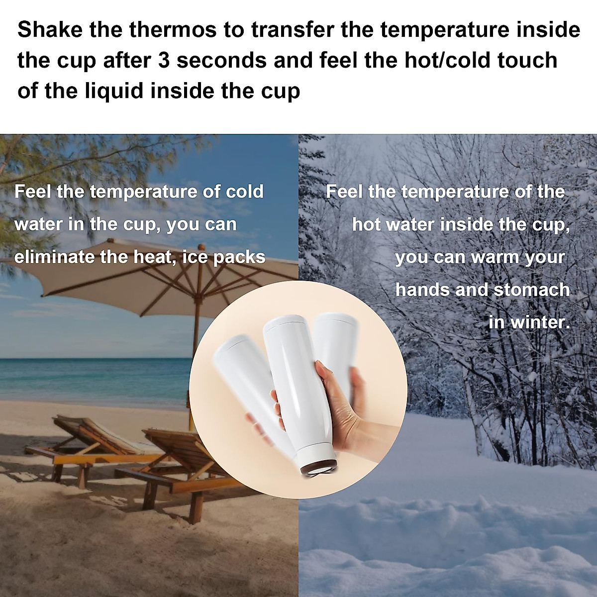 14 oz Travel Coffee Tumbler with Lid, Stainless Steel Double Walled and Vacuum Insulated Tumblers,Coffee Thermos Watter Bottle for Gift, Shake the Travel Coffe Mugto Get the Walls Cold/Hot(White)