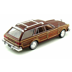 1979 Chrysler Lebaron Town & Country Wagon, Red with Woodie Siding Motormax 73331 - 1/24 Scale Diecast Model Car