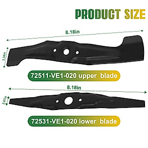 Aitruman 72531-VH7-000 and 72511-VH7-000 Replacement Blade Kit for Honda Mowers HRX217, HRX217K1, HRX217K2, HRX217K3, HRX217K4 (2 Blades)