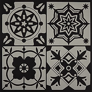 Peel and Stick Floor Tile Dark Black and Green Vinyl Flooring, Total 20 Pieces, for Home Decoration