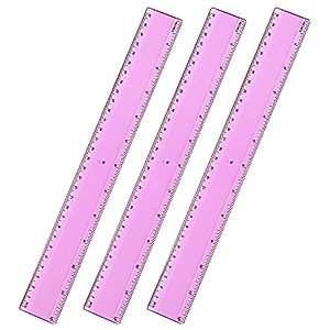 Color Plastic Ruler Straight Ruler Measuring Tool 12 Inch Ruler Set Rulers Bulk 3 Pack(Pink)