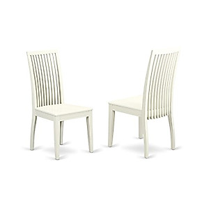 East West Furniture ANIP5-LWH-W 5 Piece Modern Set Includes a Round Kitchen Table with Pedestal and 4 Dining Room Chairs, 36x36 Inch, Linen White