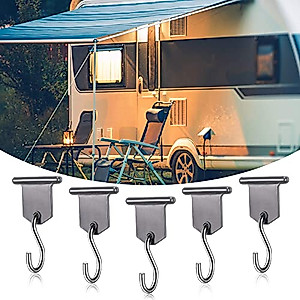 Rv Awning Hooks for Lights Camping Awning Accessory Hangers S Shaped Hooks Set Rv Party Light Hangers for Christmas Party Camping Tent Indoor and Outdoor Supplies (Grey and Silver,24 Pairs)