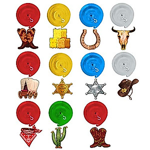 TMCCE Wild West Cowboy Western Hanging Swirls Foil Western Party Decoration Western Cowboy Theme Party Photography Backdrop Supplies 44Ct