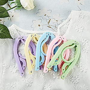 NHW 10PCS Portable Folding Clothes Hangers Retractable Plastic Non Slip Clothing Hangers for Kids and Adults