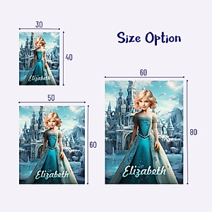 Custom Blanket for Kids, Queen Elza Personalized Photo Blankets, Gifts for 8 Year Old Girl, 30 x 40 Blanket with Name and Face, Coolest Gift Ideas for Girls Daughter Niece Granddaughter Sister KC46