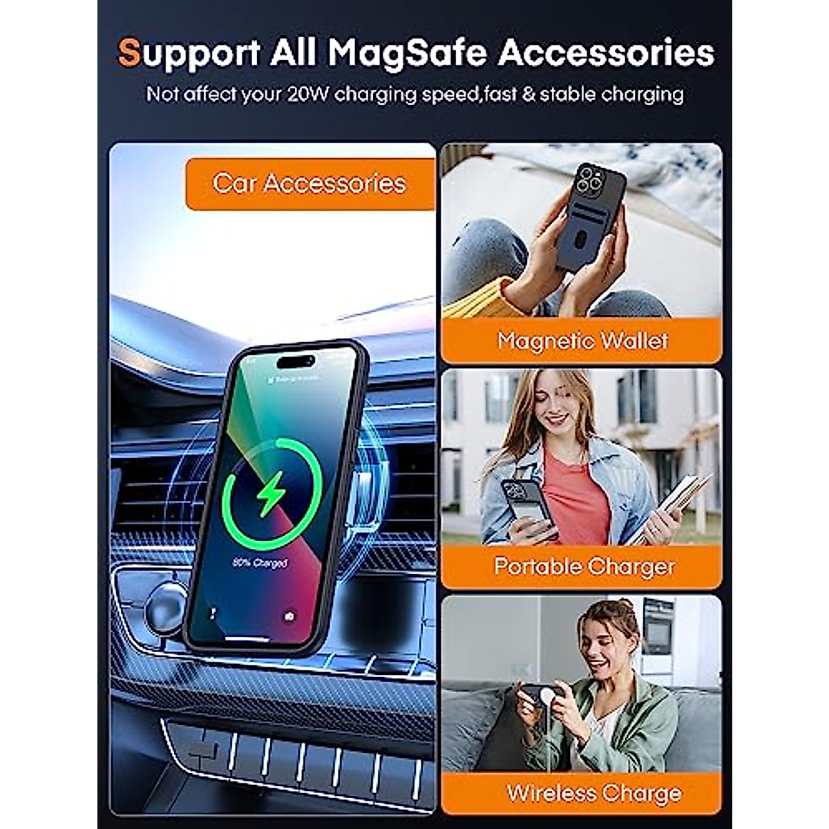 SEASON.C Magnetic Case for iPhone 14 Pro Max Case Compatible with Wireless Charging Men Black Slim Thin Matte Translucent Silicone Edge Protection Shockproof Drop Proof Case 6.7In