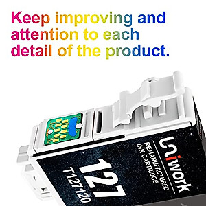 Uniwork Remanufactured Ink Cartridge Replacement for Epson 127 127XL T127 use for Workforce 545 845 645 WF-3540 WF-3520 WF-7010 WF-7510 WF-7520 NX530 NX625 Printer (6 Black)