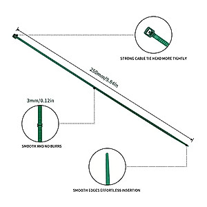 KINGLAKE 100 Pcs 3mm Dark Green Nylon Garden Cable Zip Ties Self Locking Cable Ties Twist Ties 10"