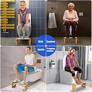 Toilet Stool,7 Inches Foldable Bamboo Squat Poop Stool for Children Adults Seniors,Ergonomic Design for Comfortable Squatting,Sturdy Potty Stool for Bathroom Toilet.