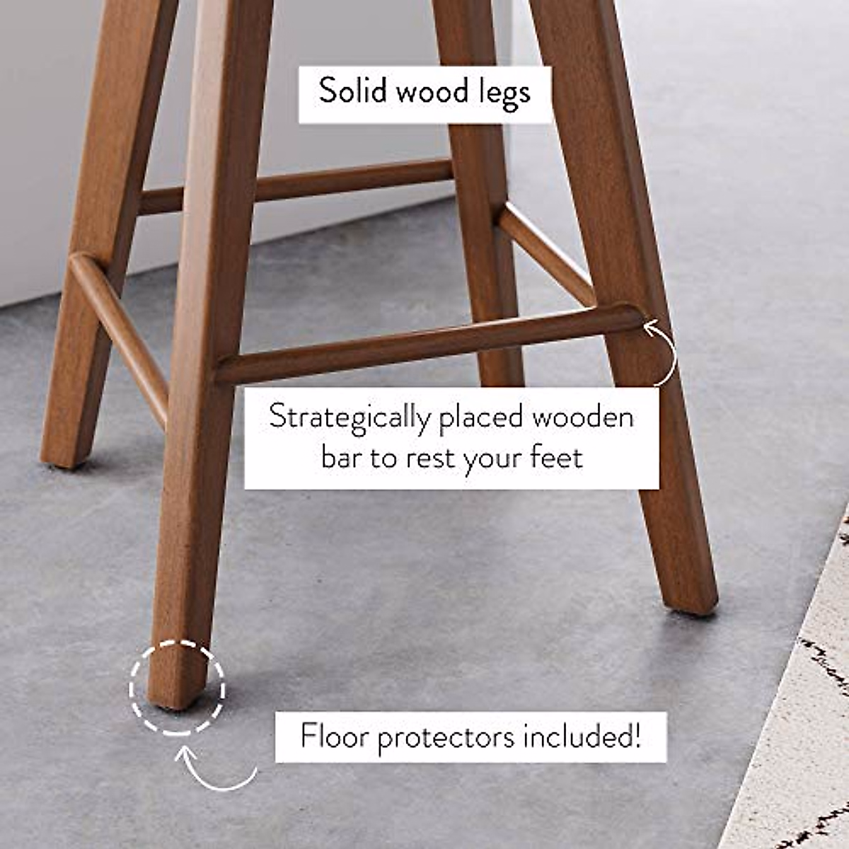 Amalia Backless Kitchen Counter Height Bar Stool, Solid Wood with 360 Swivel Seat Antique Coffee/Natural Wheat