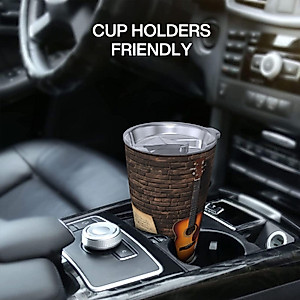 THLKLDKSZX Note Guitar 20oz Tumbler With Lid And Straw,Spill-Proof Thermal Cup,Travel Coffee Mug,Stainless Steel Double Wall Vacuum Insulated Car Tumbler,Fits Most Car Cupholders,Hot & Cold