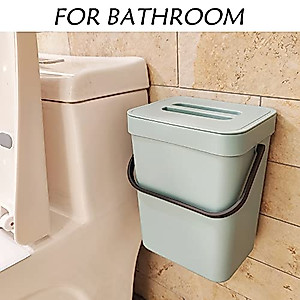 StoneSpace Compost Bin Indoor Kitchen Sealed, Mountable Compost Bucket, Hanging Food Waste Bin for Kitchen,1.3 Gallon/ 5L Blue