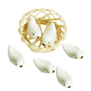 WAIT FLY Cute White Birds Shape Chopsticks Rest Set with Basket Spoon Stand for Knife Fork Holder, 3pcs/ 6pcs (6 Birds+Basket)