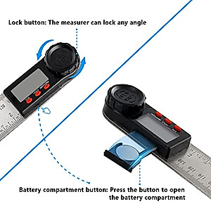 Digital Angle Finder Protractor,2 in 1 Auzof Angle Finder Ruler,7Inch / 200mm Stainless Steel Angle Measuring Tool with LCD Display for Woodworking/Carpenter(2 Batteries Included)