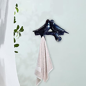 Luxury Coat Key Hanger,Resin Bird Wall Decorations,Coat Clothes Towel Hook for Robe Home Entryway Towels Purse, Black