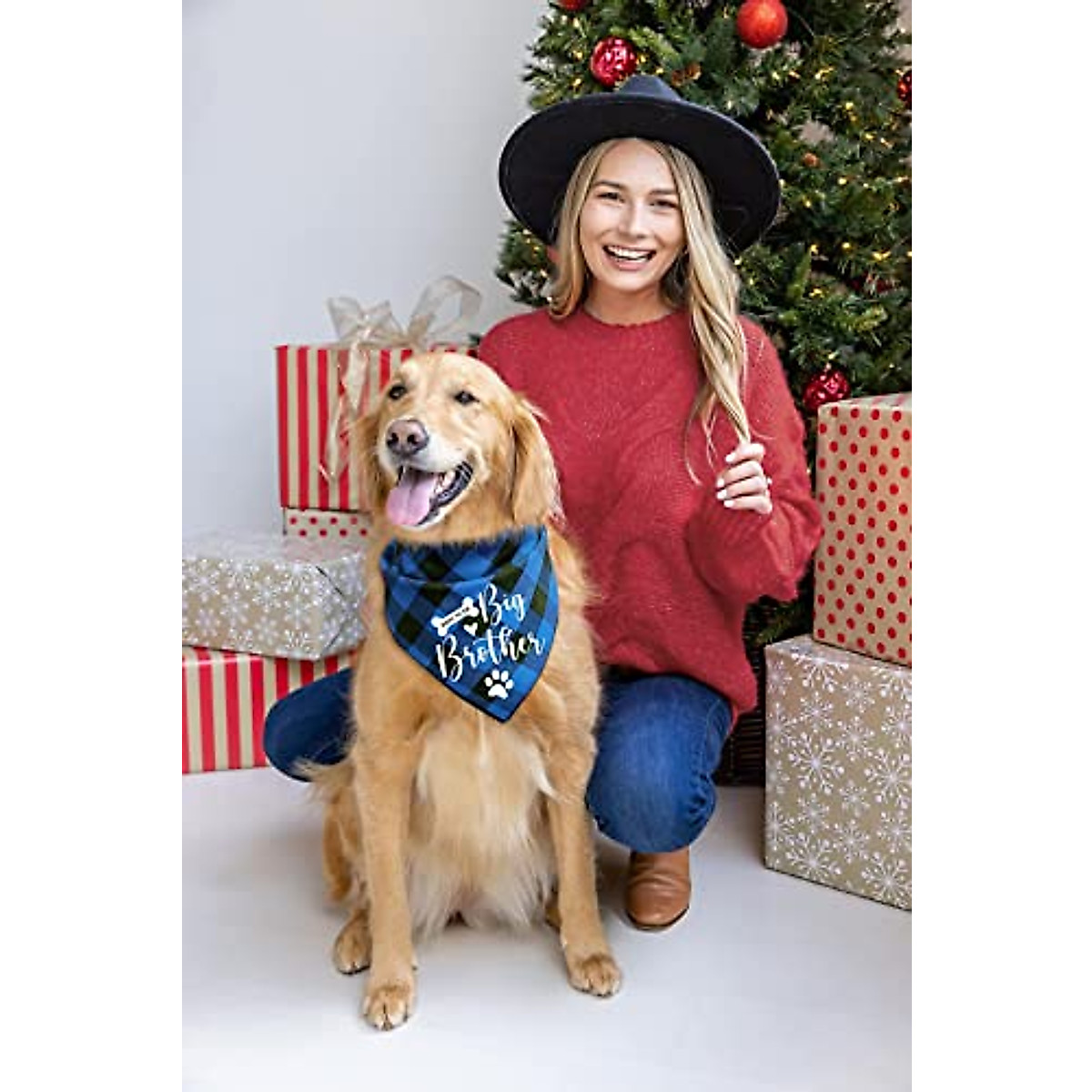 Ptzizi Funny Soon to Be Big Brother Blue Plaid Cotton Triangle Pet Dog Bandana Bibs Scarf for Pet Dog Lovers Gift