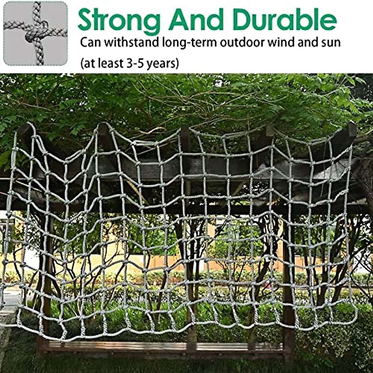 Outdoor Kids Playground Play Safety net, Garden Climbing Frame net, Backyard Climbing Rope Ladder, Balcony Railing Stair Protection net, Universal Heavy Duty Truck Cargo net(Size:1m*1m)