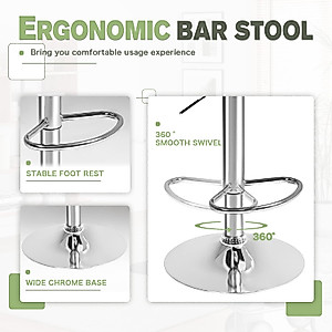 Furmax Bar Stools Modern Pu Leather Swivel Adjustable Hydraulic Bar Stool Square Counter Height Stool Set of 4 (4pcs White)