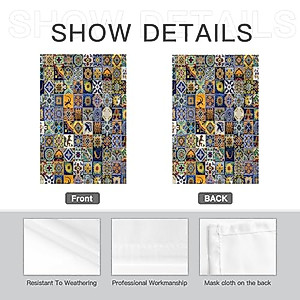 Double-sided garden flag Mexican Talavera Tiles Boho Print Outdoor Flag Garden Flag Yard Outdoor Decoration （12×18in）.