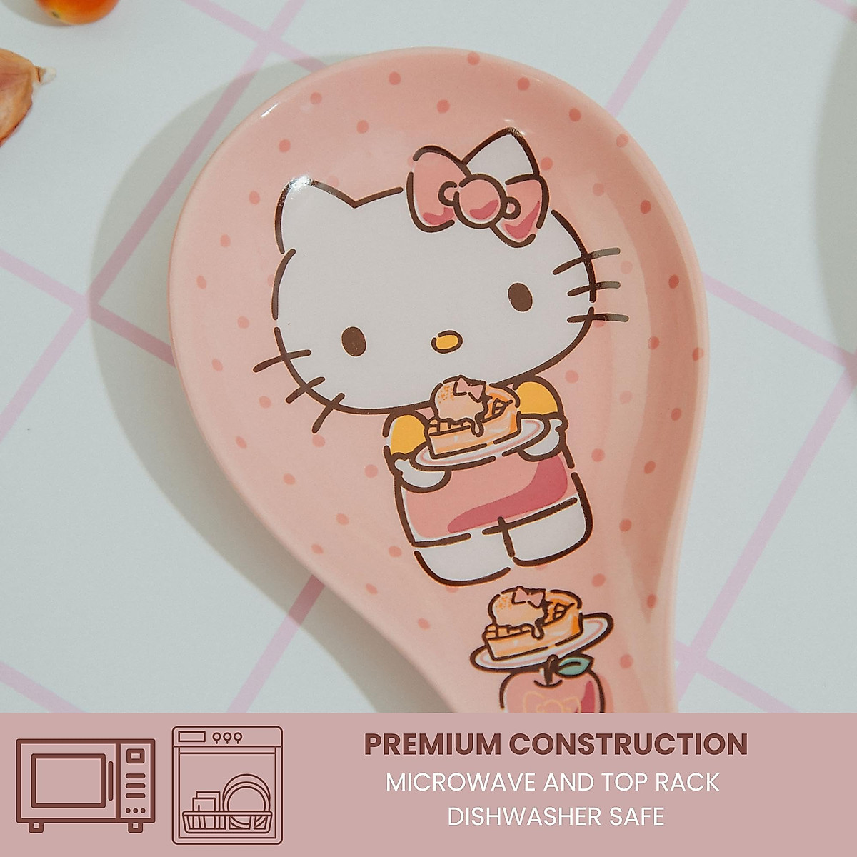 Sanrio Hello Kitty Stacked Snacks Ceramic Spoon Rest Holder | Kitchen Organizer For Utensils To Keep Countertop Clean