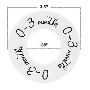 Baby Closet Dividers - Set of 10 from Newborn to Toddler and 2 Blanks with Colored Box,Baby Size Divider Fits 1.65" Rod- [White Unisex]