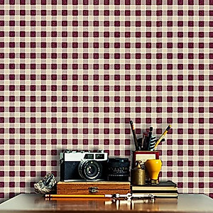 YIFU LIFE F13461 Checkered Peel and Stick Wallpaper 17.7"×9.8ft Red Lattice Vinyl Self Adhesive Removable Contact Paper Shelf Liner for Home Decor