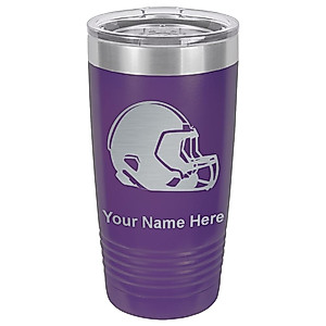 LaserGram 20oz Vacuum Insulated Tumbler Mug, Football Helmet, Personalized Engraving Included (Dark Purple)