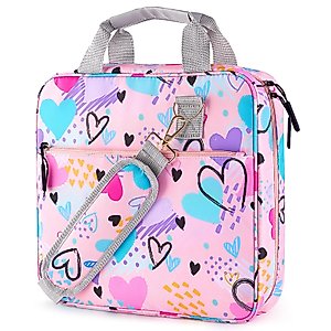 FIODAY Zipper Binder, 2 inch 3 Ring Binder with Zipper Cute Binder with Handle and Shoulder Strap Multiple Pocket 500 Sheet Capacity Binder Organizer for School