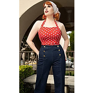 Womens Vintage Jeans Stretch High Rise Wide Legged Casual Office Denim Pants with Pockets Size 16 Size 18