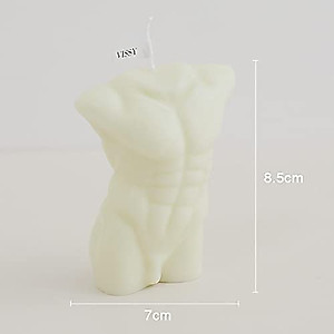 Prettyia Male Men Torso Candle Nude Muscle Body Chest Butt Statue Candle Body Love Scented Aromatherapy Candles Living Room Home Decor Romantic Gift for Lady - Milky White