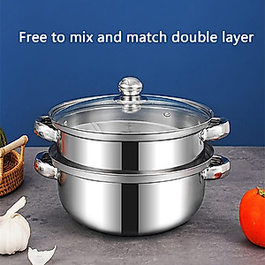 Steamer Pot for Cooking 3.0-Quart Steam Pot with Lid 2-tier Multipurpose Stainless Steel Steaming Cookware with Handle for Vegetable, Soups, Stews and Pasta