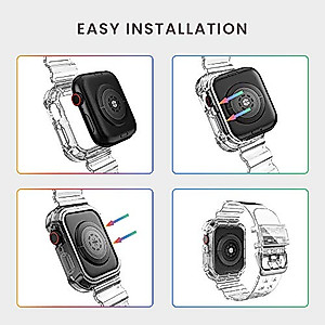 Clear Watch Band for Apple Watch 38mm 40mm 41mm 42mm 44mm 45mm Jelly Crystal Bumper Case Band for Women Men Compatible with Apple Watch Series 8 SE 7 6 5 4 3 2 1