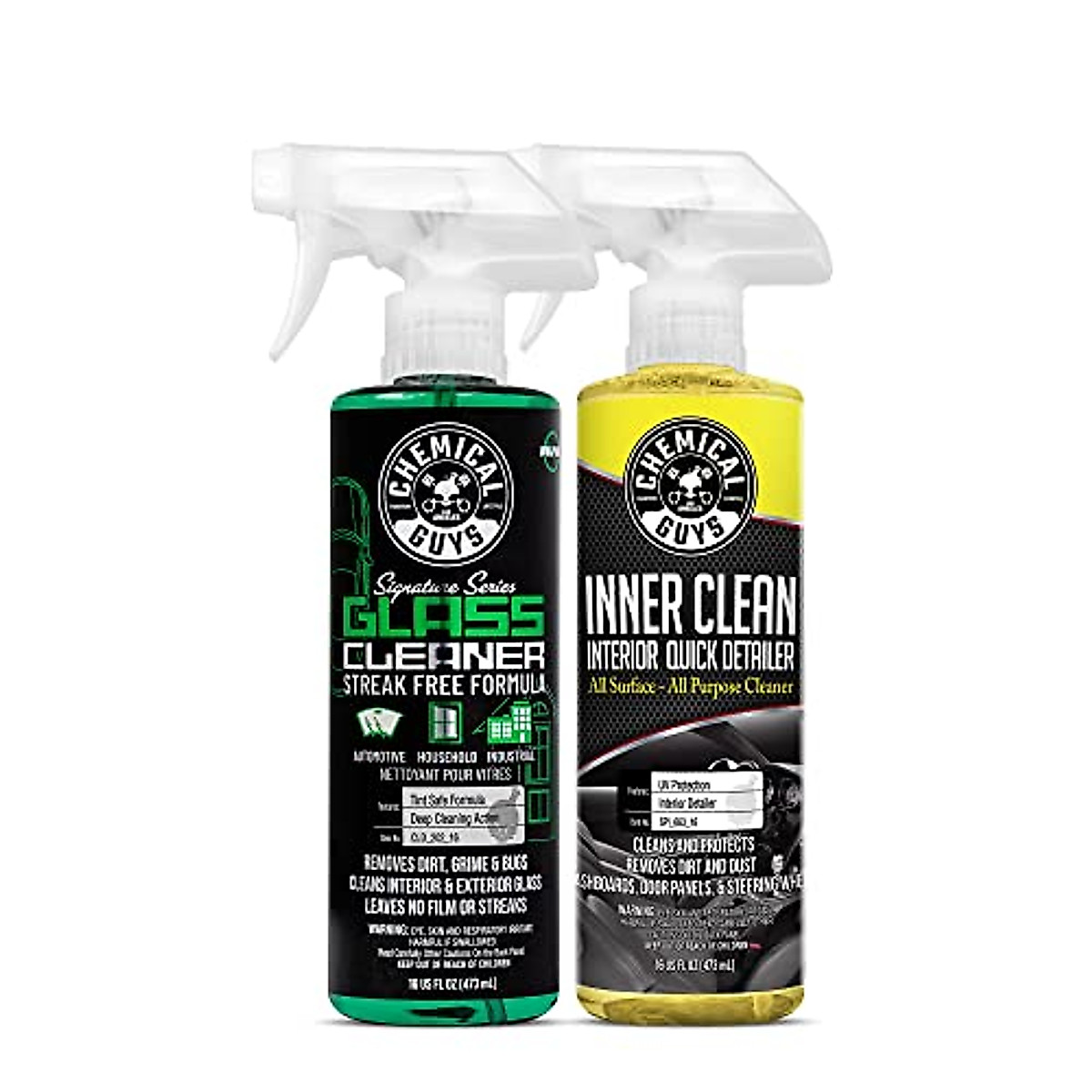 Chemical Guys CLD_202_16 Signature Series Glass Cleaner (16 oz) and Chemical Guys SPI_663_16 InnerClean Interior Quick Detailer and Protectant (16 oz) Bundle