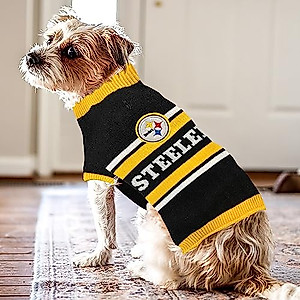 NFL Pittsburgh Steelers Dog Sweater, Size Small. Warm and Cozy Knit Pet Sweater with NFL Team Logo, Best Puppy Sweater for Large and Small Dogs