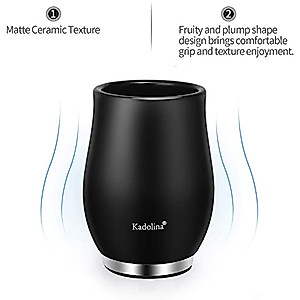 Kadolina Black Bathroom Accessories Set, Toothbrush Holder Set, Lotion Soap Dispenser, Soap Dish, Tumbler Cup, Ceramic Vanity Countertop Accessory Set Bath Restroom (4 Pcs)