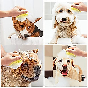 Dog Bath Brush, Soft Silicone Rubber Dog Grooming Brush Pet Massage Brush Shampoo Dispenserfor Short Long Haired Dogs and Cats Washing Shower(blue)