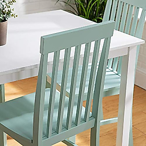 Walker Edison Modern Color Dining Room Table and Chair Set Small Space Living Kitchen, Dining Set, 48 Inch, 4 Person, White and Sage Green