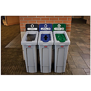 Rubbermaid Commercial Products Slim Jim Recycling Station 1-Stream Compost Bin/Can/Kit/Station, 23 GAL, for Kitchens/Classrooms/Offices/Back of House/Higher Education/Commercial Facilities