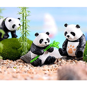 BoomTeck Miniature Garden Ornaments, 8 Pcs Cute Mini Animal Pandas Ornament DIY Kits for Fairy Garden Bonsai Dollhouse Succulent Decor Home Decoration