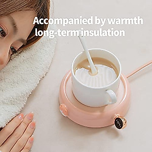 Coffee Warmer Smart Coffee Mug Warmer for Desk Auto Shut Off, 3 Temperature Setting LED Display 20W Cup Warmer for Coffee Tea Milk Beverage Candle Wax Warming Coffee Gifts Office - No Cup Pink