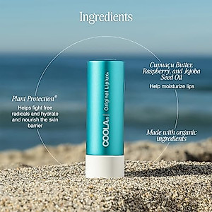 COOLA Organic Liplux Lip Balm and Sunscreen with SPF 30, Dermatologist Tested Lip Care for Daily Protection, Vegan and Gluten Free, 0.15 Oz