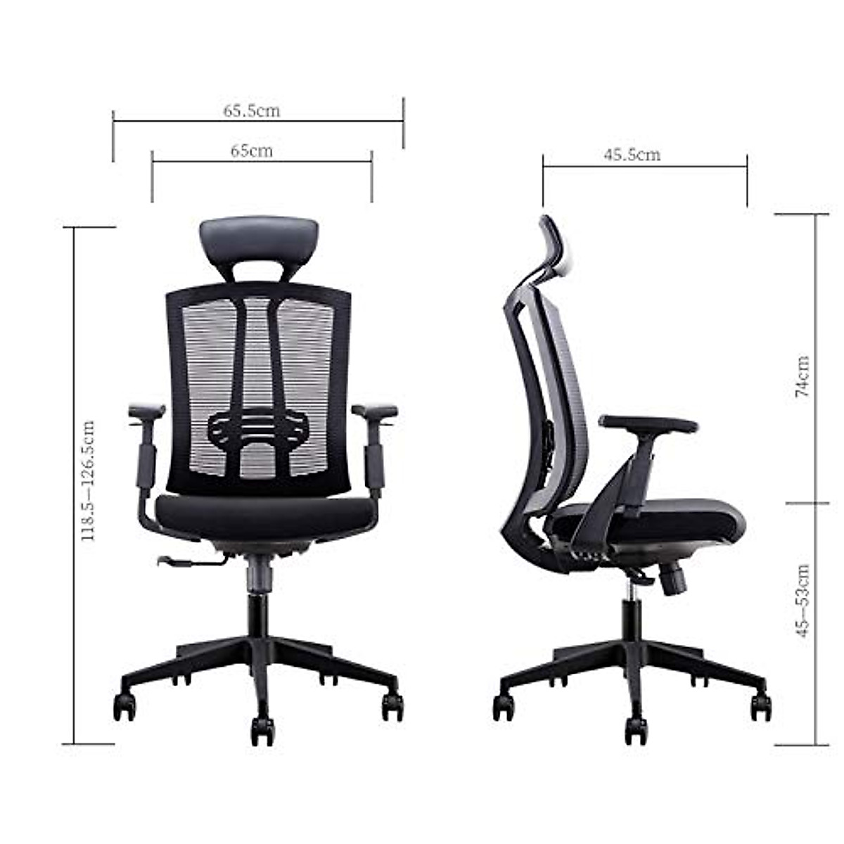 KXDTZ Office Chair, Breathable Mesh Computer Chair with Ergonomic Adjustable Lumbar Support, Black Swivel Desk Chair with Adjustable Armrest and Headrest (Color : E)