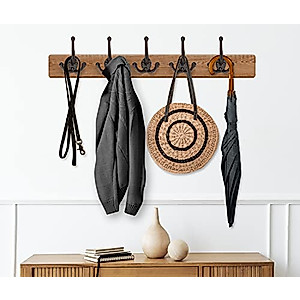 Ambipolar 5-Pack TriLeg Coat Hooks. Wall Mounted, Heavy Duty Decorative Black Wall Hooks for Mudroom, Hat Rack, Purse Hooks. Cast Iron Decorative ‎Antique Black Hooks