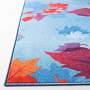 SAFAVIEH Machine Washable Slip Resistant Collection 6' 7" x 9' Blue/Orange Inspired by Disney's Frozen II - Olaf Kids Bedroom Nursery Playroom Area Rug