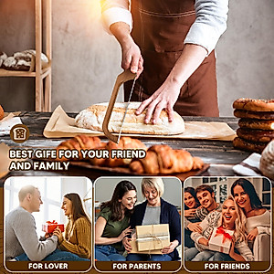 MOTAIPEAK Bread Bow Knife for Homemade Bread,15.5" Sapele Wood Sourdough Bread Knife,Premium Stainless Steel Serrated Saw Bread Cutter for Bread,Bagels,Fruits,Adjustable for Left and Right Hand Use